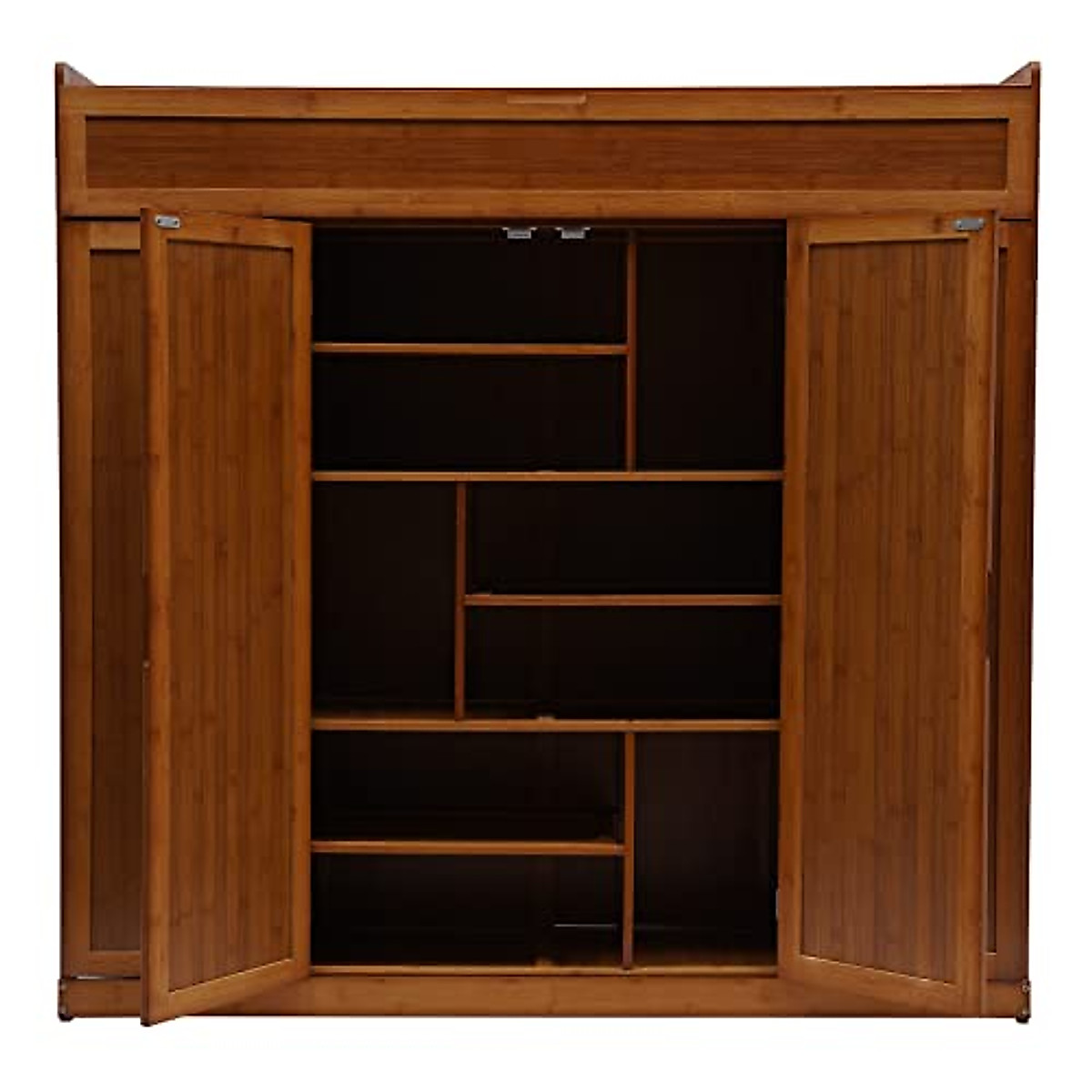 Bamboo 7-Tier Shoe Organizer Cabinet with Folding Door, Compartment Heels Long Boots, Hallway Entryway, Brown, Shoe Storage Cabinet, Shoes Rack Organizer for Bedroom Closet Entryway Living Room