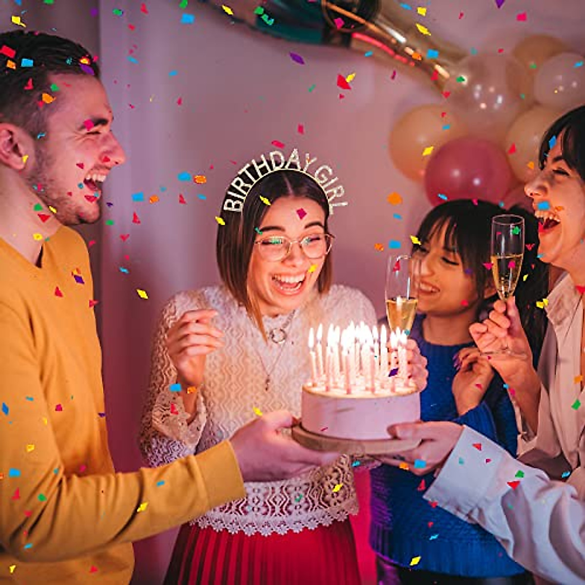 WLLHYF Birthday Crowns Girl Headband Birthday Sash Bling Rhinestone Hair Band Princess Tiara Sweet Happy Birthday Accessories for Women Girls Party Valentine's Day Festival Decorations