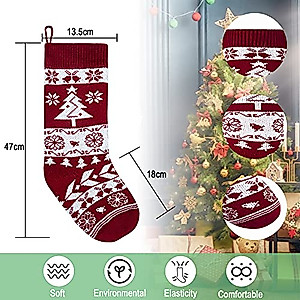 chfine Christmas Stockings,4 Pack 18 Inches Red Large Personalized Christmas Stockings Fireplace Hanging Decorations for Family Holiday Season