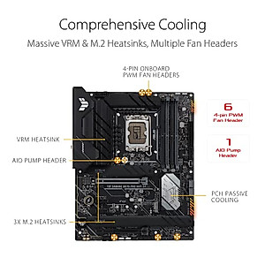 ASUS TUF Gaming H670-PRO WiFi D4 LGA 1700(Intel 12th Gen) ATX Motherboard (PCIe 5.0, DDR4,14+1 DrMOS,4xM.2 Slots,WiFi 6,2.5 Gb LAN,Front USB 3.2 Gen 1 Type-C,USB 3.2 Gen 2x2 Type-C)