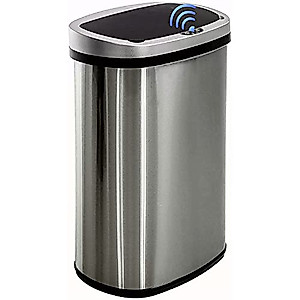 Trash Can,13 Gallon Automatic Garbage Can,Kitchen Trash Can with Lid,Modern Style Touch Free High-Capacity Brushed Stainless Steel Waste Bin,for Bathroom Kitchen Office Home,Indoor and Outdoor