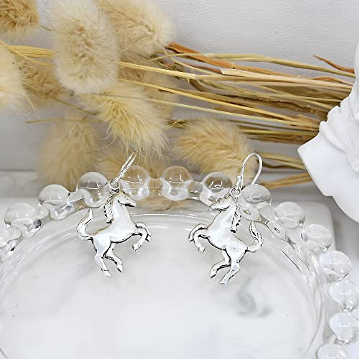 AeraVida Prancing Equine Horse Sterling Silver Dangle Earrings | Animal Earrings Unisex | Gift for Birthday, Anniversary