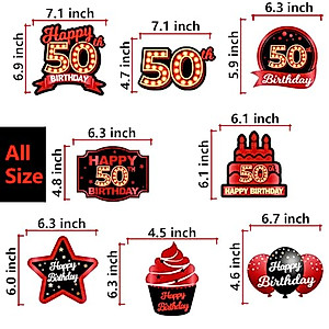 Happy 50th Birthday Red and Black Table Honeycomb Centerpieces Balloons Theme Decor Table Toppers Table Decorations for Girls Women Princess 50 Years Old Birthday Party Supplies Bday Background Gold