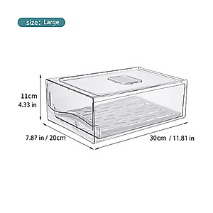 Diskary Fridge Organizer, Stackable Refrigerator Organizer Bins, Reusable Food Storage Containers, Fridge Drawer Organizer in Home Kitchen, Barbecue Shop, Restaurant, BPA-Free (2 Drawers, Large)