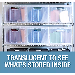 CleverMade 62L Collapsible Storage Bin, No Lid, Black/Translucent Blue.