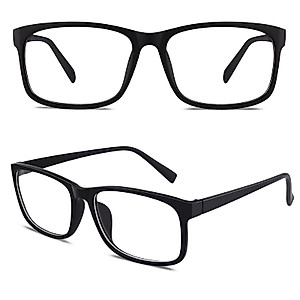 Happy Store CN12 Casual Fashion Basic Square Frame Clear Lens Eye Glasses for Women Men Matte Black
