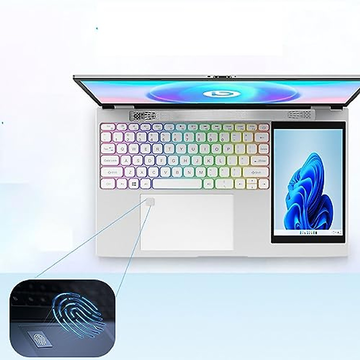 Bewinner HD Laptop, 2.4G 5G Dual Band WiFi 1280x800 7 Inch IPS Dual Screen Touch Screen Laptop Fingerprint Unlock 100-240V for Windows 11 for Classes (16GB+512GB US Plug)