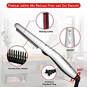 Beard Straightener Comb for Men,Hair Hot Comb,Quick Electric Heated Beard Brush Styler,Travel Portable Styling Comb Beard Iron, Multifunctional Straightening Brush