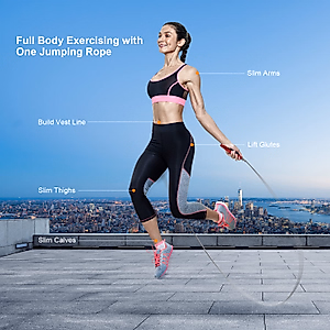 High Speed Weighted Jump Rope - Premium Quality Tangle-Free - Self-Locking Screw-Free Design - Skipping Rope for Workout Fitness, Crossfit & Home Exercises (Red)