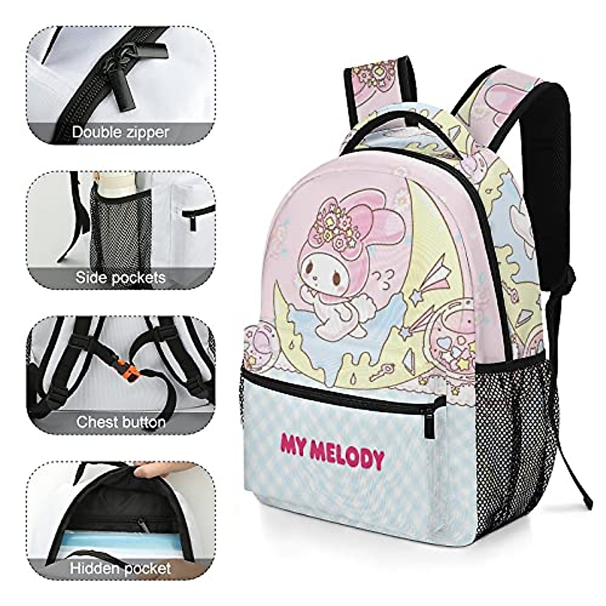 IFMAXCOX M-y Melody backpack school bag withe side pokect large suitable for hiking camping picnic