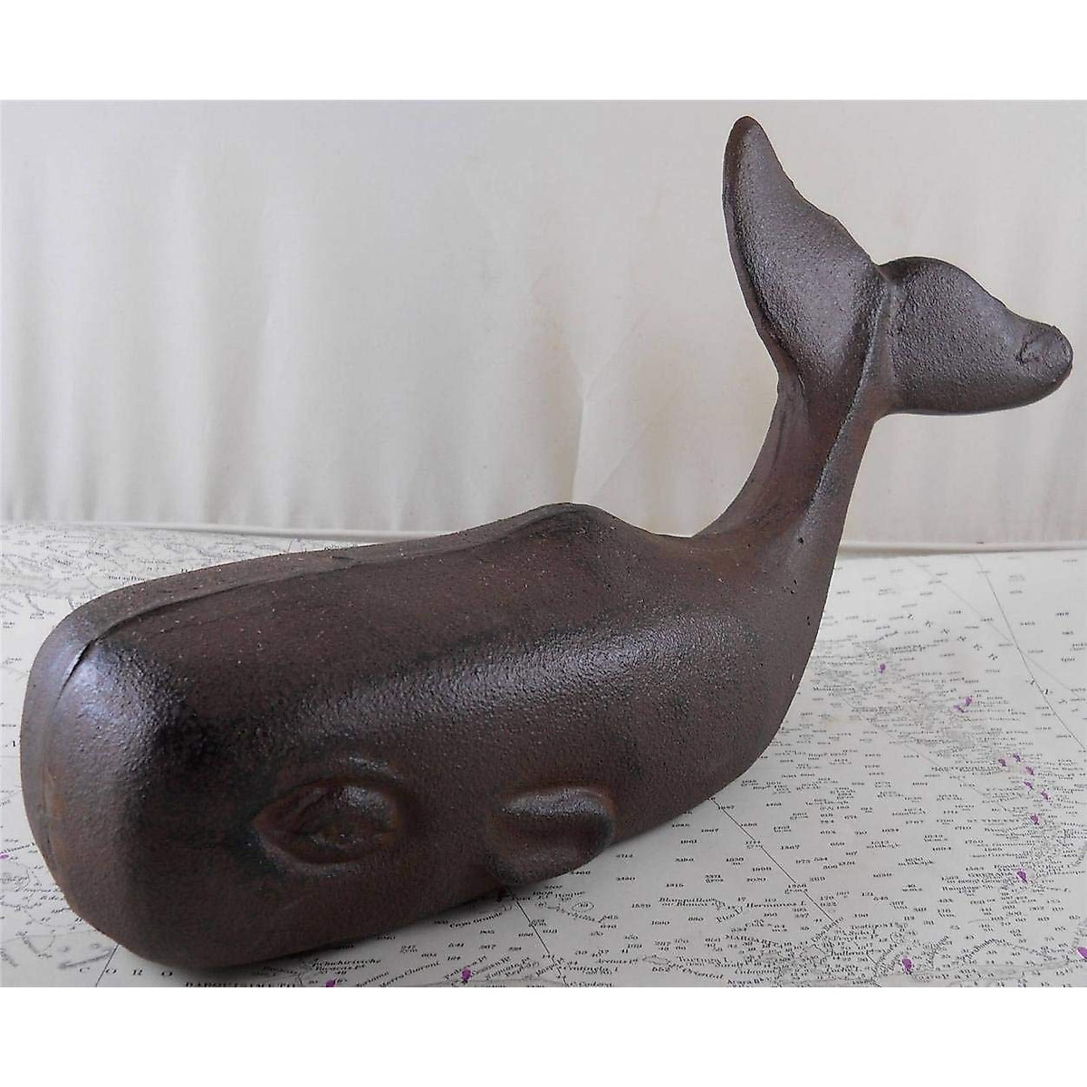 Large Cast Iron Whale Figure - Nautical Whale Doorstop