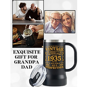 Onebttl 90th Birthday Gifts for Men, Dads, Grandfathers, Granddads, Husband, Vintage 1935 Birthday Gifts 24oz Stainless Steel Beer Stain Mug 24oz