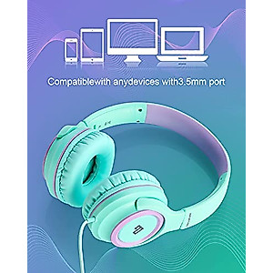 INFURTURE CH1 Kids Headphones with Microphone Pink Active Noise Cancelling Headphones Bluetooth Kids Headphones