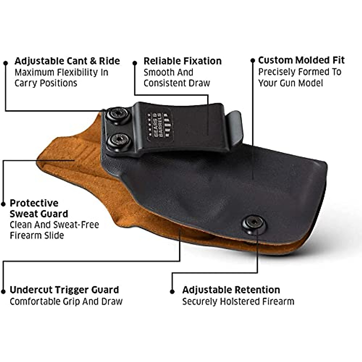 Gears and Barrels Kydex Leather Holster for Taurus GX4 - IWB Concealed Carry with Adjustable Retention and Leather Lining - Right Hand