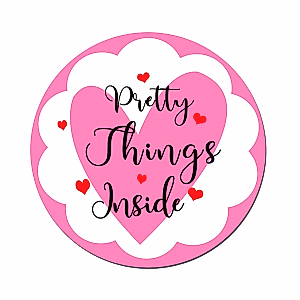 Pretty Things Inside Stickers - Round Heart Thank You Stickers - Thanks for Shopping Small Shop Local Handmade Waterproof Blue Love Labels- 2 Inch （504 pcs） (Pink)