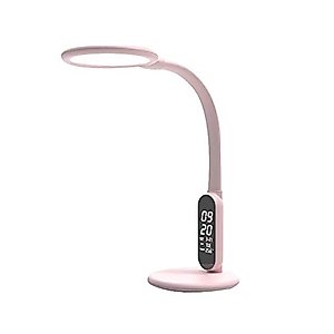 Exquisite LED Lamp Led Light LED Desk Lamp Dimmable Eye Caring LCD Calendar Time Week Touch Control Reading Lamps Desk Lamp Kids Durable Table Lamp (Color : Pink)