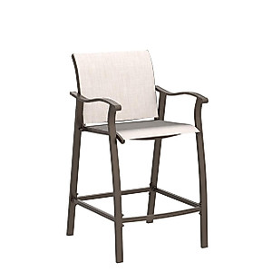 VredHom Outdoor Bar Stools & Chairs Set of 2, 2 PCS Counter Height Bar Stools, Patio Bar Chairs Brown Aluminum Frame & Beige Textilene