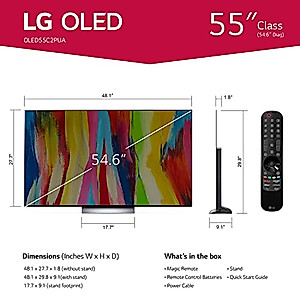 LG C2 Series 55-Inch Class OLED evo Smart TV OLED55C2PUA, 2022 - AI-Powered 4K TV, Alexa Built-in, Dark Silver