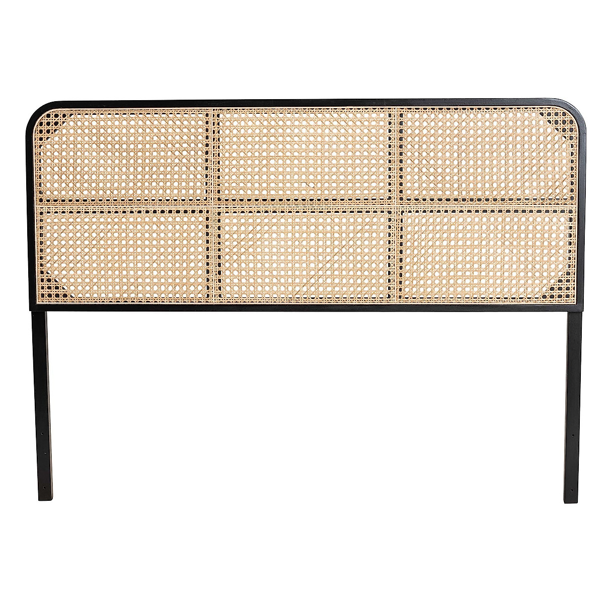 bali & pari Lainer Natural Rattan Headboard, Queen, Black