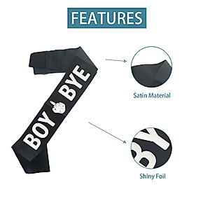 Boy Bye Sash, Happy Divorce Party Favors Supplies Decorations for Just Divorced, Bestie Gathering/Going Away/Moving/Graduation/Farewell Party Sash (Black Sash with Silver Vivid Finger Pattern)