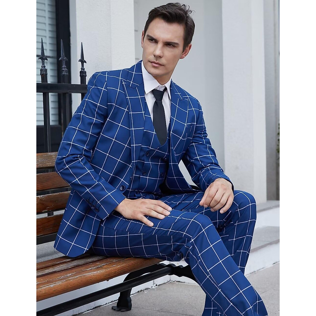 Plaid Suits for Men Hunt Green 3 Peice Checked Suits Slim Fit Suits Formal Wedding Dress Suits Size 4XL
