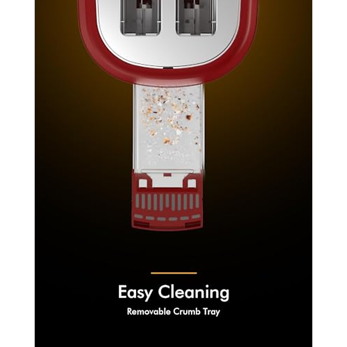 2 Slice Toaster with Extra Wide Slots & Removable Crumb Tray - 6 Browning Options, Auto Shut Off & Frozen Function, Toast Fruit Bread, Bagel & Waffle, Red