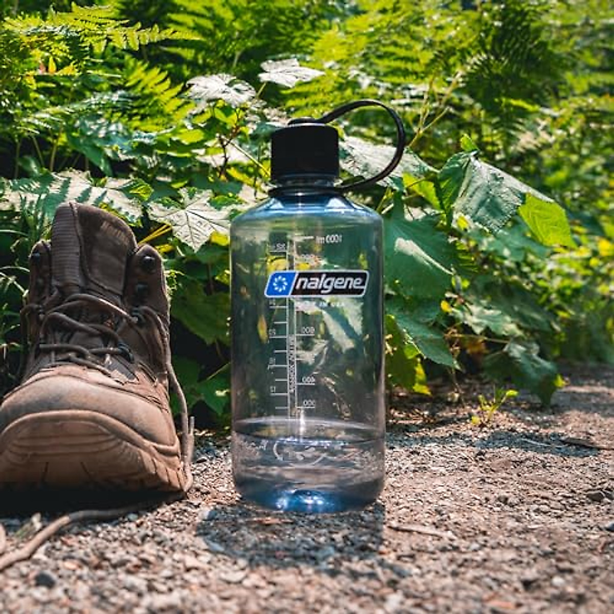 Nalgene Sustain Tritan BPA-Free Water Bottle Made with Material Derived from 50% Plastic Waste, 32 OZ, Narrow Mouth,Grey