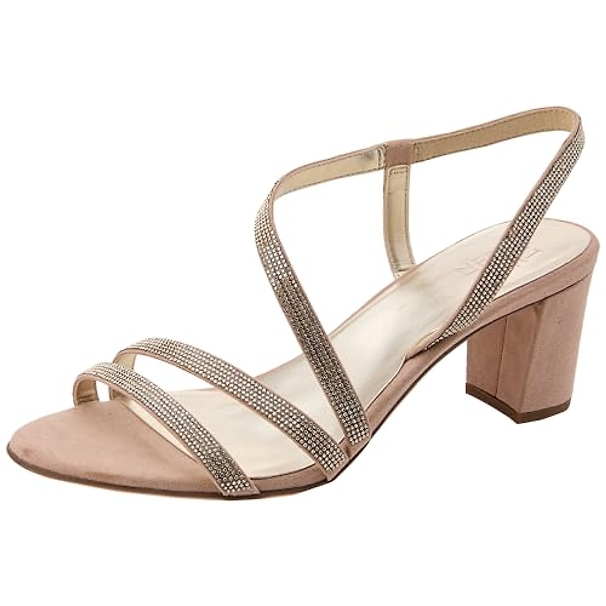 Naturalizer Womens Vanessa2 Rhinestone Embellished Strappy Heeled Sandal ,Creme Brulee Beige,10W