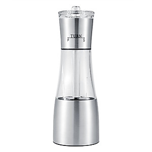 Salt and Pepper Grinder Set, Refillable Stainless Steel Combo Shakers With Adjustable Coarse Mills, 2 in 1 Manual Stainless Steel Salt Pepper Mill Herb Spice Grinder