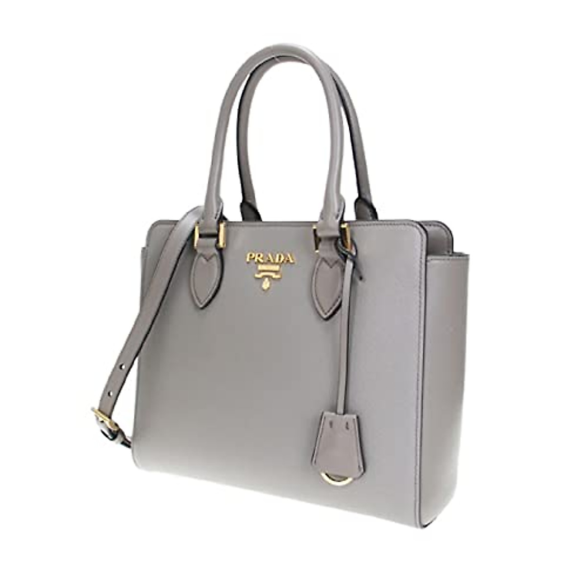 Prada Saffiano Leather Argilla Nero Two-Toned Black and Gray Handbag 1BA113