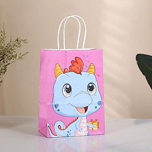 AHYCS Dinosaur Party Bags - 24Pcs Dinosaur Party Favor Bags, Candy Treat Bag for Dinosaur Party, Goody Gift Bags with Handle, Great for Party Decorations and Dinosaur Theme Birthday Party
