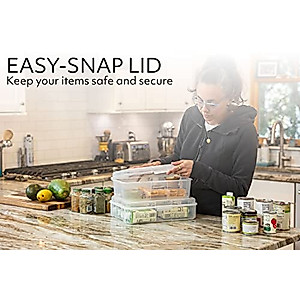 Rubbermaid 6 Qt. Handi-Box, Stackable Plastic Storage Bin with Latching Lid, Pack of 6, Great for Shoe Storage, Classroom Organization, Cube Organizer and Kitchen Pantry Container, Clear