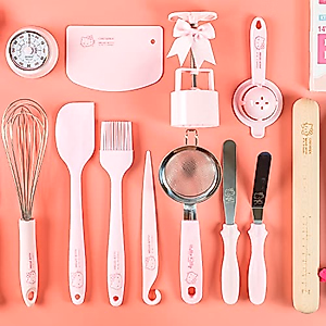 CHEFMADE Hello Kitty Silicone Basting Brush, Non-stick Heat Resistant Stainless Steel Inner Core for Baking, Grilling, and Marinating 1.8" x 10.2" (Pink)