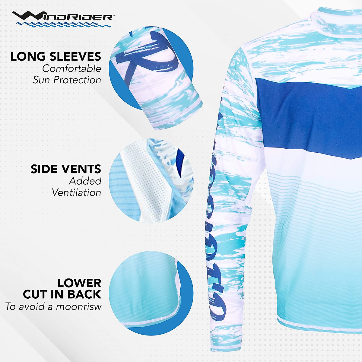 UPF50+ Long Sleeve Fishing Shirts for Men - Vented Sides, Light Weight, Wicking