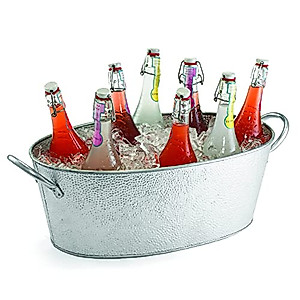 TableCraft Galvanized Collection Oval Beverage Tub, 22.8 x 12.5 x 7.4-Inch