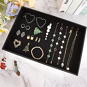 JETEHO Black Velvet Stackable Jewelry Tray Showcase Display Stackable Necklace Bracelet Ring Showcase Display Empty Plate