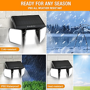 EverBrite Solar Outdoor Lights, 128 LED 7000K Solar Motion Sensor Lights, 3 Heads Security LED Flood Light, 270° Wide Lighting, IP65 Waterproof, Wall Light for Yard Patio Garden Pathway Porch