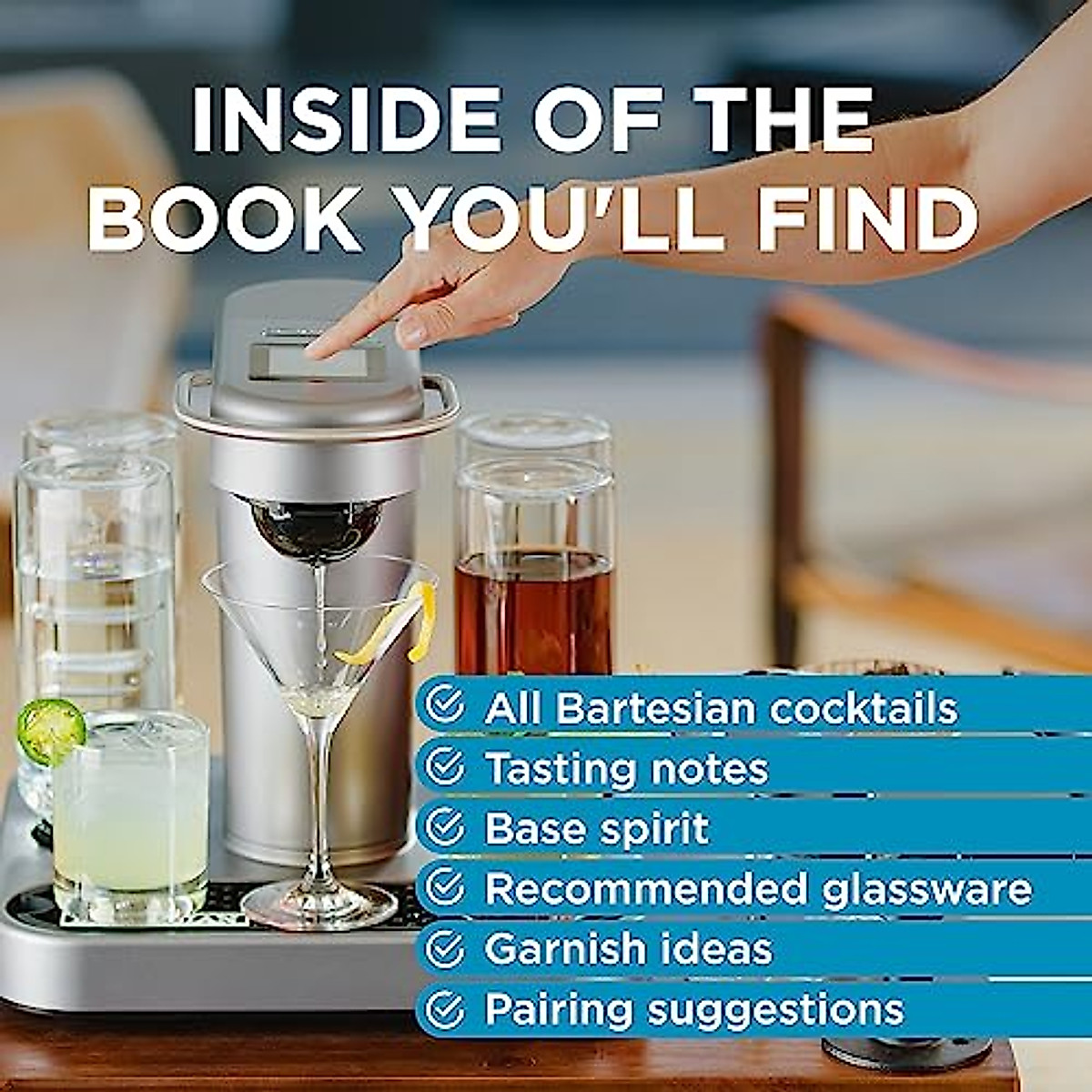 Bartesian Cocktail Menu Book - 2023 Mixed Drinks Recipe Bartender Book with Pictures and Recipes of All Cocktails - Mixology Bartending Book Elevates Home Bar Aesthetic