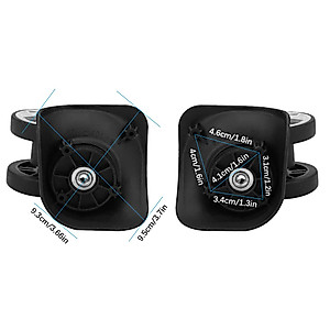 Ladieshow Luggage Wheels,1Pair Suitcase Wheels Replacement Draw‑Bar Box Accessory 360 Swivel Wheel Suitcase Luggage Carrier Wheel Replacement