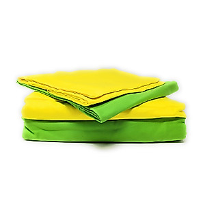 Tache 6 PC Cotton Reversible Solid Yellow & Green Lemon Lime Duvet Cover Set, Cal King