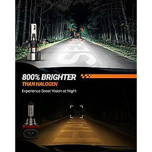 SEALIGHT H4/9003/HB2 LED Headlight Bulbs, 24000LM 100W 800% Brightness LED Headlights Conversion Kit for Hi/Lo Beam 6000K White, 9003 LED Light Cooling Fan, Plug-N-Play, Pack of 2, Headlight Brackets