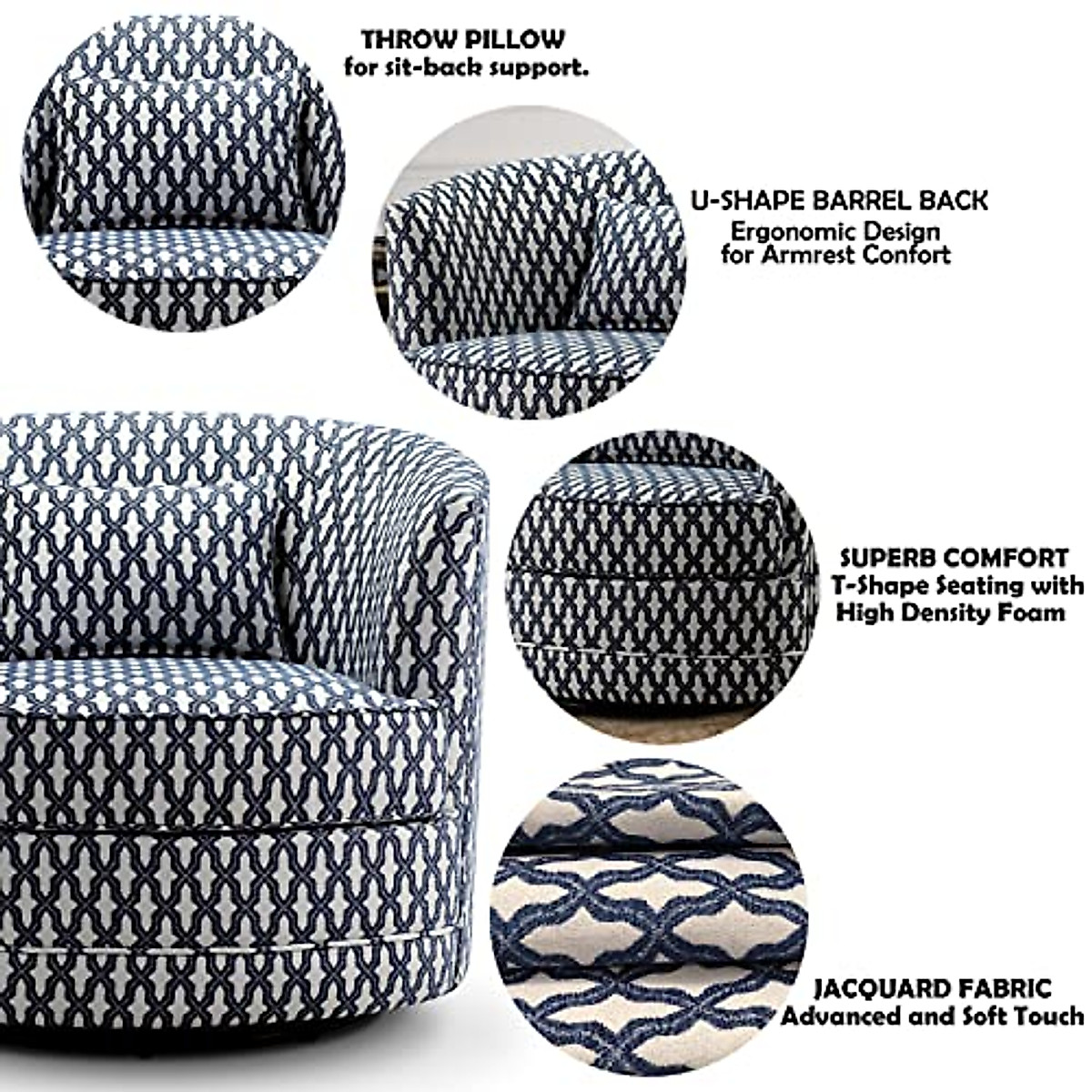 Rosevera Swivel Accent Chairs for Living Room Furniture Swivel Chairs for Bedroom Swivel Barrel Chair Small Swivel Accent Chair Modern Swivel Chair Accent Chairs for Apartment, Studio