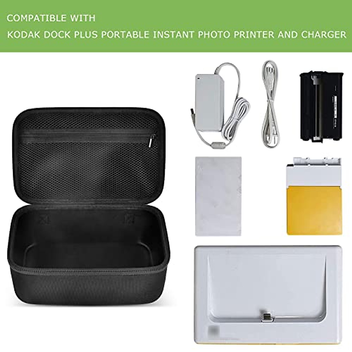 ALKOO Case Compatible with Kodak Dock Plus 4x6 Instant Photo Printer (2022 Edition), Storage Bag for Bluetooth Portable Picture Printer & Photo Paper, Paper Tray, Cartridge Refill- Black (Box Only)