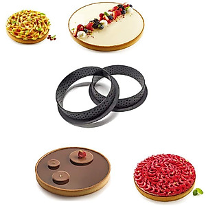 Tart Ring Molds, Hsxxf 8pcs Round Shape Cake Molds Mousse Circle Mini Tart Rings for Baking Muffin Mousse Cake Circle Cutter (8)