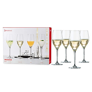 Spiegelau Prosecco Wine Glasses Set of 4 - European-Made Crystal, Classic Stemmed, Dishwasher Safe, Professional Quality Wine Glass Gift Set - 9.1 oz