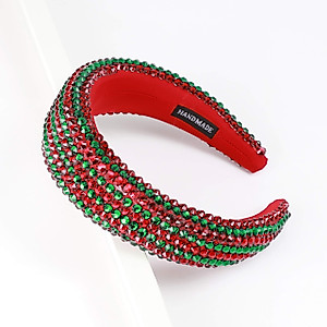 SP SOPHIA COLLECTION Women's Sparkling Crystal Padded Rhinestone Wide Bejeweled Hair Headband Party Hairband Hair Accessories in Lime