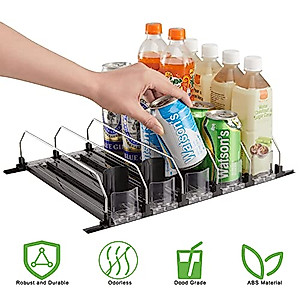 Soda Can Dispenser for Refrigerator with Adjustable Pusher Glide - Perfect for Soda, Beer, and Other Beverages (5 Rows, 12"D)