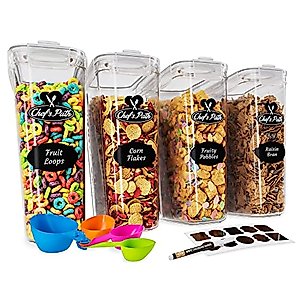 Cereal Containers Storage Set Large (4L,135.2 Oz), Airtight Food Storage Containers for Kitchen & Pantry Organization, Cereal Storage Container Set for Crunchiness, BPA Free Dispenser Keepers