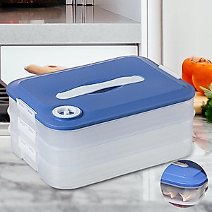 IEUDNS Refrigerator Dumplings Organizer Dumplings Organizer Excellent Seal Protection Portable Handle Stackable Convenient Food Storage Box , three floors