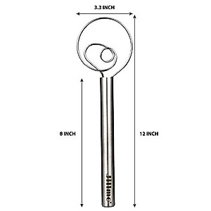 Jillmo Danish Dough Whisk, 12inch Stainless Steel Whisk